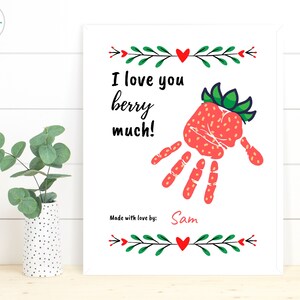 Strawberry Handprint Printable Template | I Love You Berry Much ...