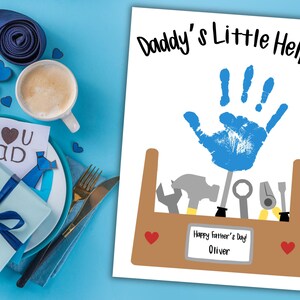 PERSONALIZED Dad Tool Handprint Art Gift, Daddy's Little Helper ...