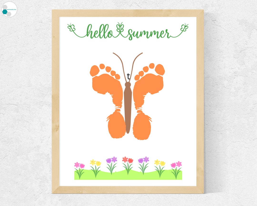 Summer Footprint Butterfly Craft, Hello Summer Craft for Toddlers Kids ...
