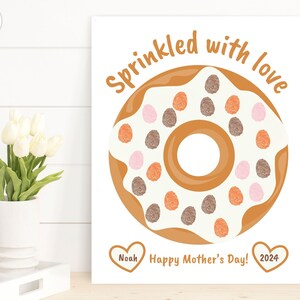 Donut Mother's Day Fingerprint Craft, Mom Fingerprint Art Grandma Gift ...