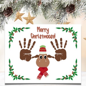 Christmas Moose Handprint Art Craft, Merry Christmoose Handprint Craft ...