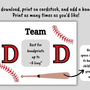Baseball Dad Handprint Art Gift From Toddler Son Daughter Baby, Father ...