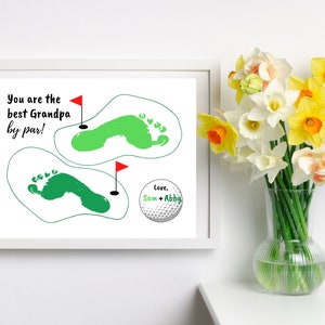 Best Grandpa by Par Footprint Art Craft Printable, Father's Day Grandpa ...