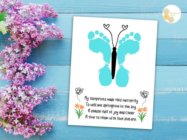 Butterfly Spring Footprint Art Poem, Butterfly Footprint Poem Gift ...
