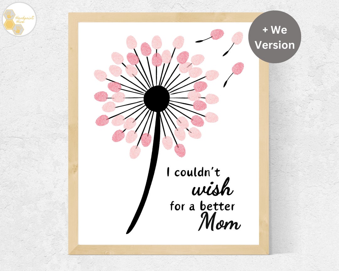 Mom Fingerprint Art Gift, Dandelion Mother's Day Craft, Personalized ...