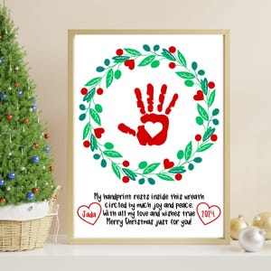 Christmas Wreath Handprint Art Poem, Christmas Handprint Wreath Craft ...