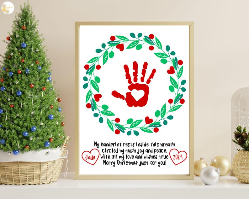 Christmas Wreath Handprint Art Poem, Christmas Handprint Wreath Craft ...