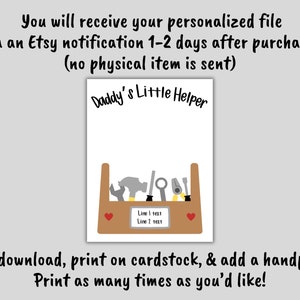 PERSONALIZED Dad Tool Handprint Art Gift, Daddy's Little Helper ...