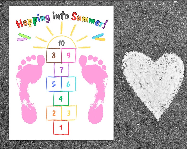 Summer Footprint Craft Printable, Summer Craft for Toddlers Kids ...