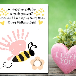 Mother's Day Bee Handprint Art Poem for Toddlers, Baby, Preschool ...