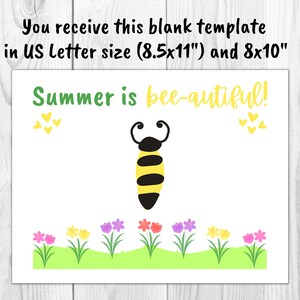 Summer Handprint Art Craft, Printable Summer Craft for Toddlers, Bee ...