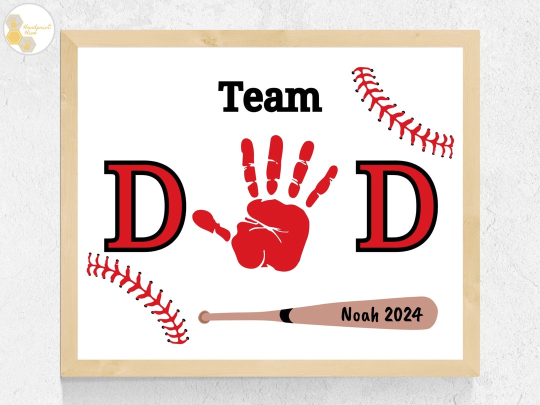 Baseball Dad Handprint Art Gift From Toddler Son Daughter Baby, Father ...