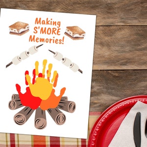 Campfire Handprint Art | Making Smore Memories Camping Craft for ...