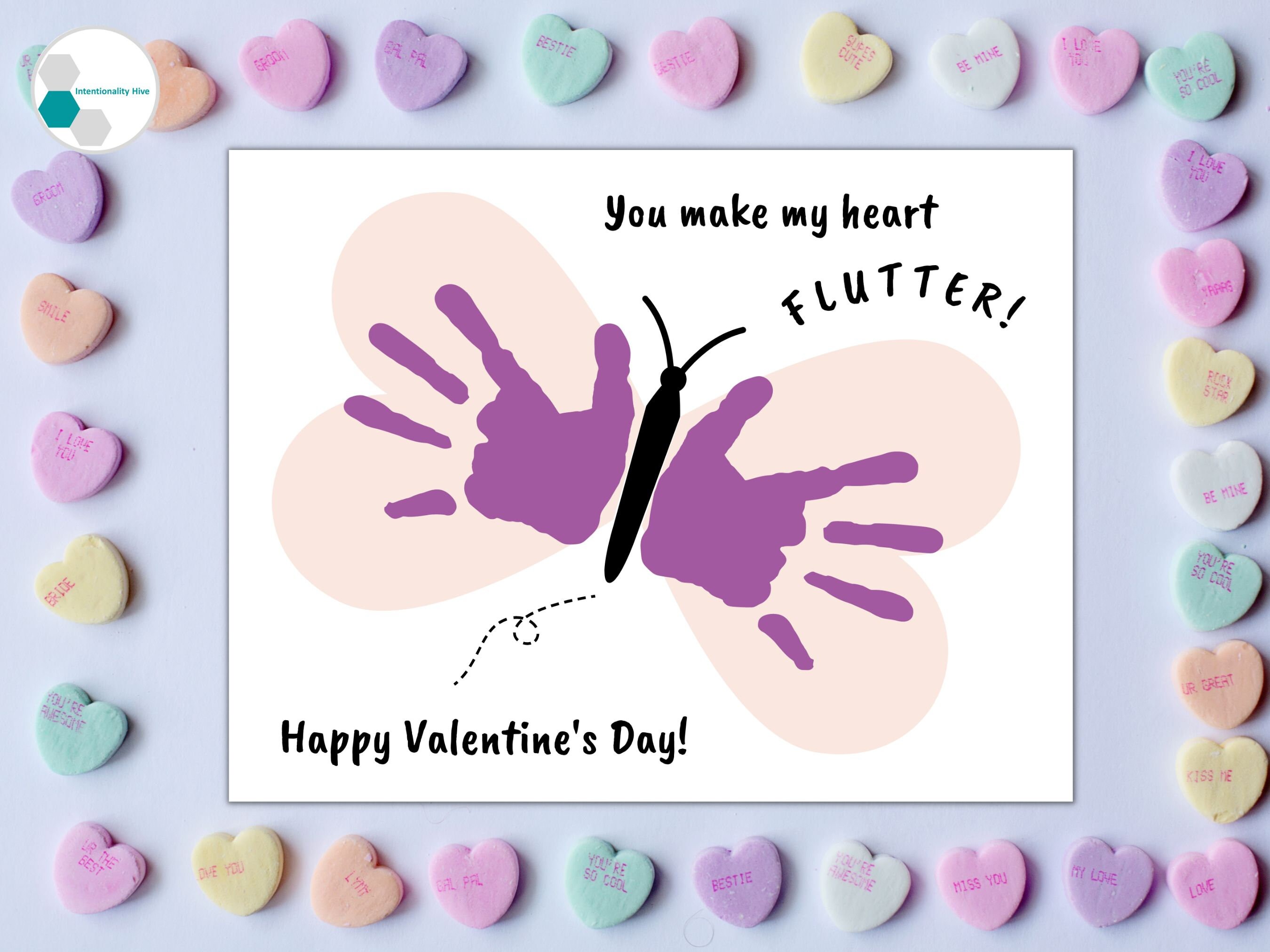 Butterfly Valentine Handprint Art You Make My Heart Flutter - Etsy