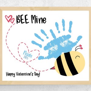 Bee Valentine's Day Handprint Art Craft Printable, Bee Valentine Craft ...