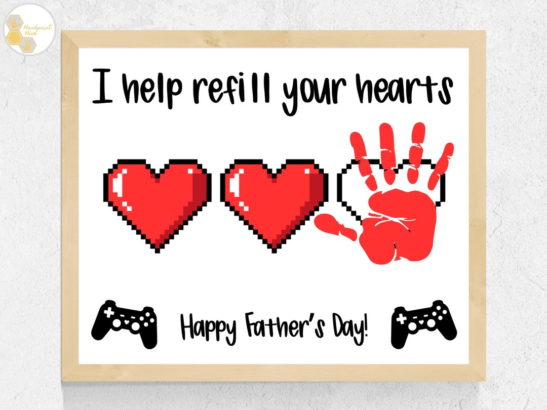 Handprint Gamer Dad Father's Day Gift, Personalized Gamer Father's Day ...
