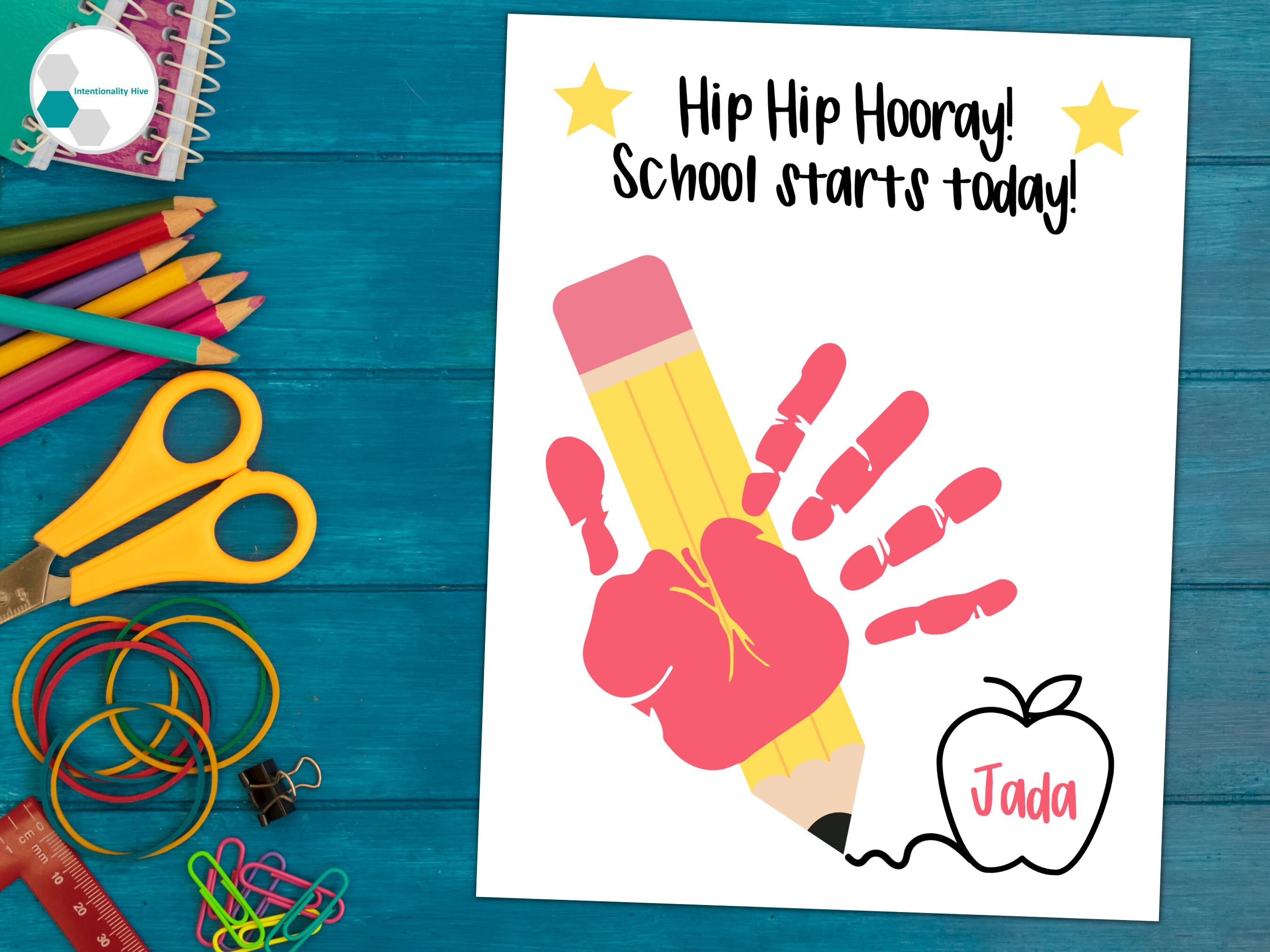 First Day of School Handprint Art Craft, Handprint Back to School ...