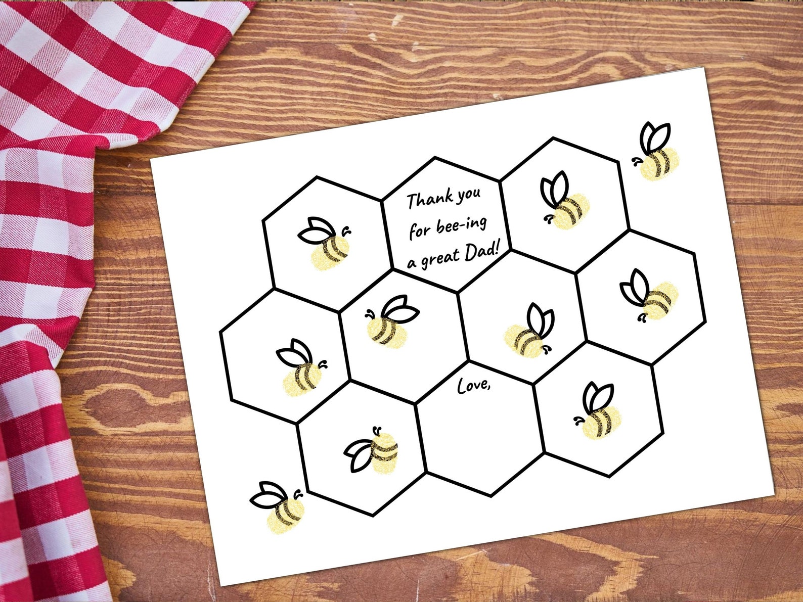 Bee Father's Day Fingerprints Craft for Dad Printable - Etsy