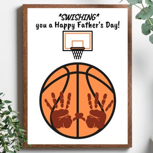Father's Day Basketball Handprint Craft Art, Toddler Baby Basketball ...