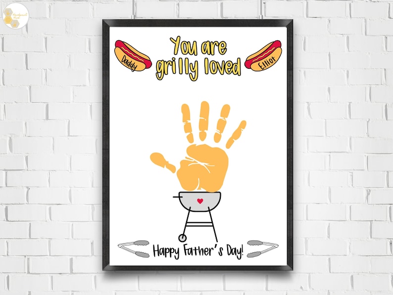 Grill Handprint Art Father's Day Crafts, Grill Dad Gift Handprint Craft ...