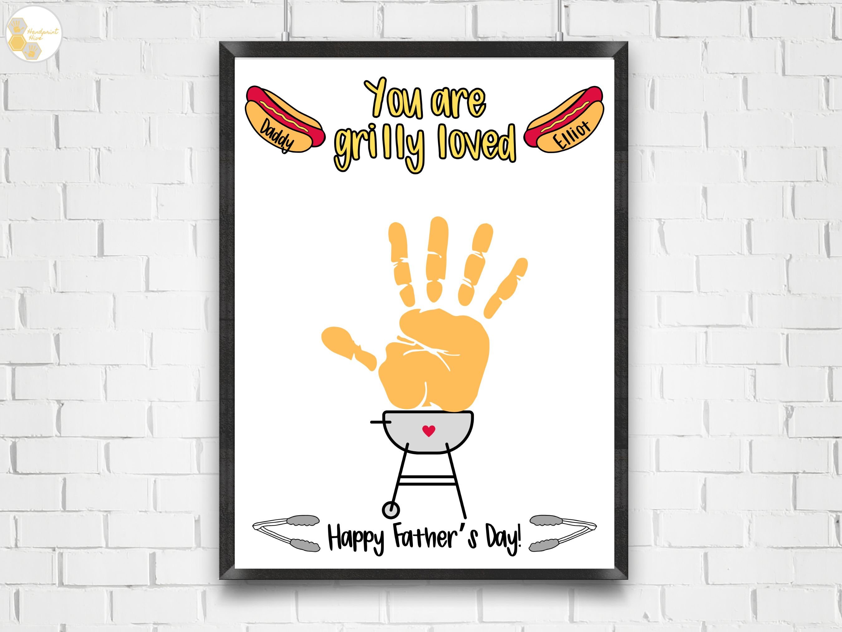Grill Handprint Art Father's Day Crafts, Grill Dad Gift Handprint Craft ...