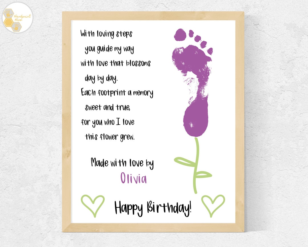 Footprint Birthday Card From Toddler Baby, Happy Birthday Footprint ...