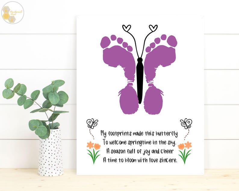 Butterfly Spring Footprint Art Poem, Butterfly Footprint Poem Gift ...