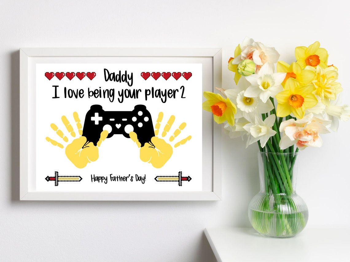 Gamer Father's Day Handprint Footprint Art Crafts, 1st Father's Day ...