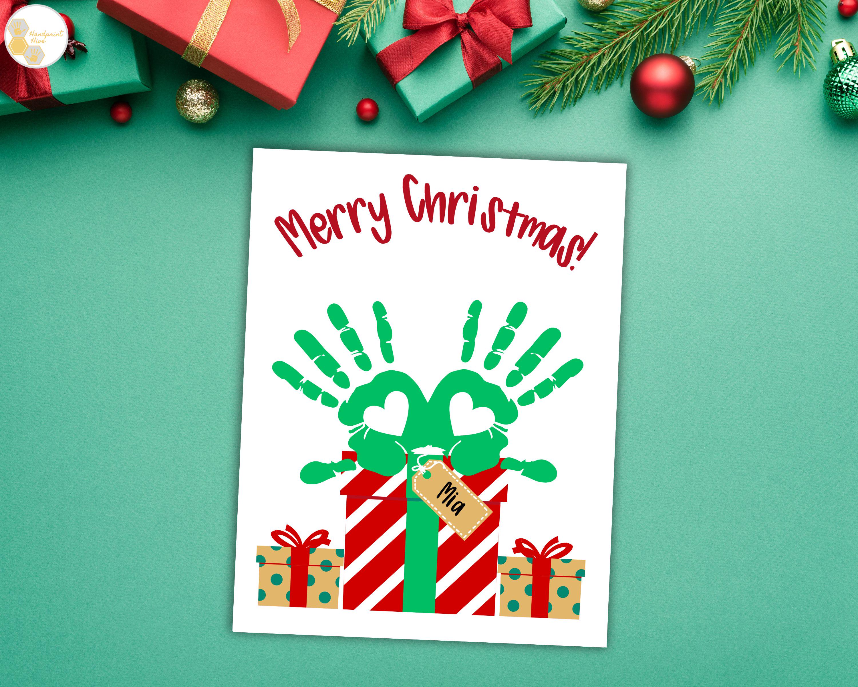 Handprint Christmas Craft Printable, Christmas Handprint Card From ...