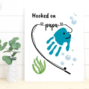 Hooked on Papa Handprint Art Gift, Papa Father's Day Craft, Papa ...