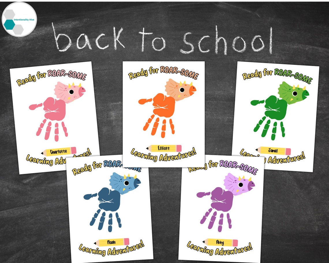 Dinosaur Back to School Handprint Art Craft, My First Day of School ...