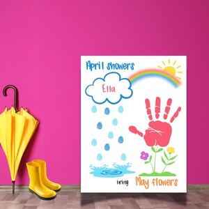 April Showers Handprint Fingerprint Craft, April Showers Craft for ...