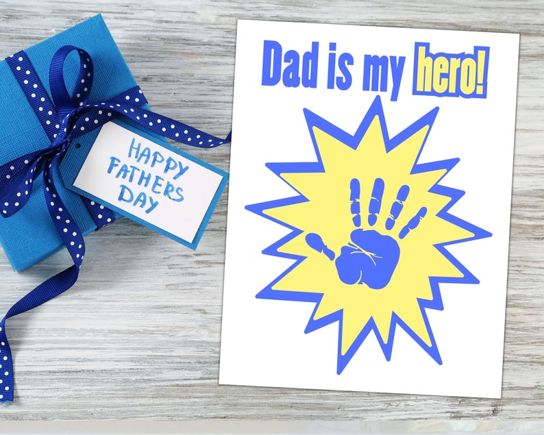 Hero Dad Handprint Father's Day Printable Superhero - Etsy México
