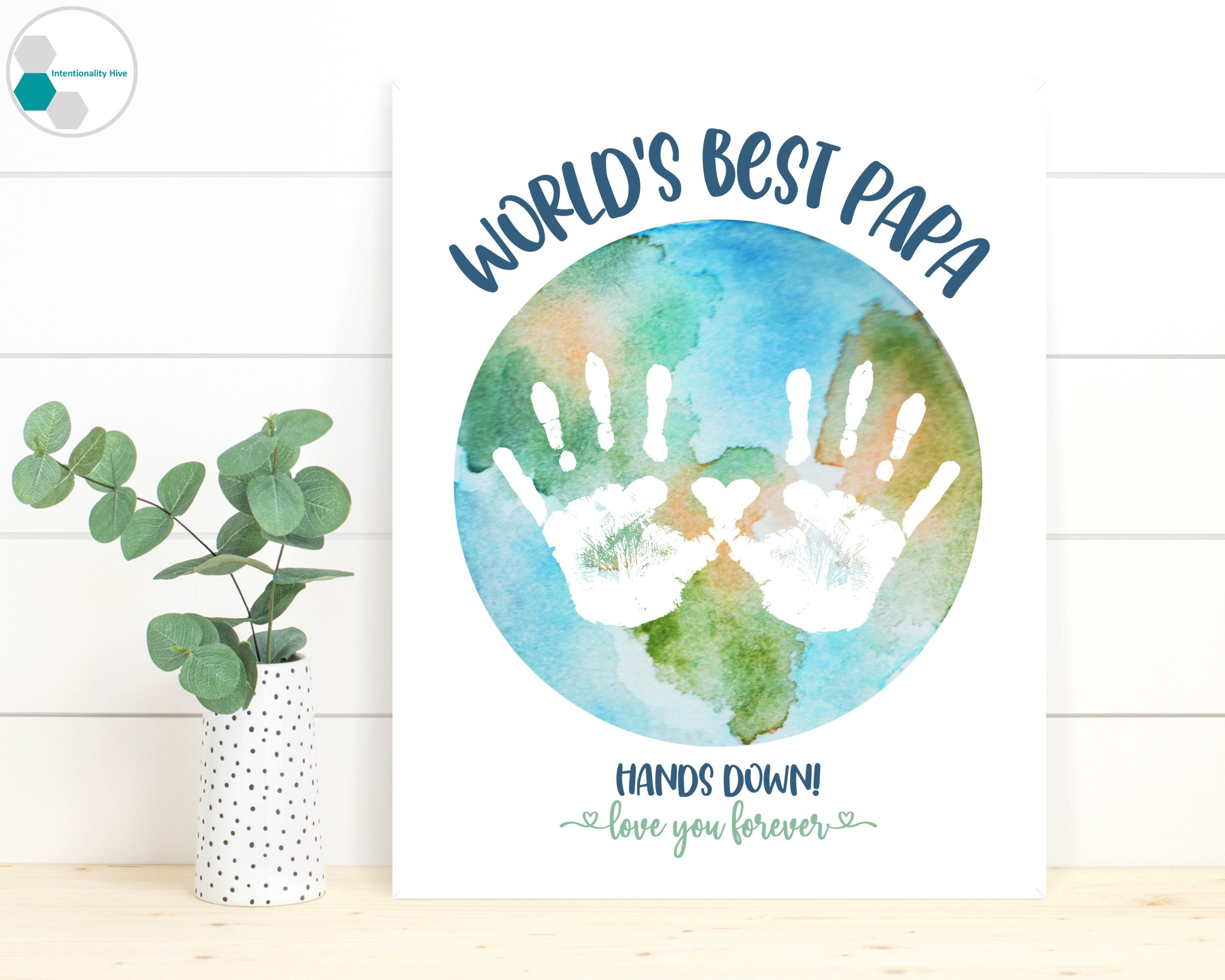World's Best Papa Hands Down PRINTABLE, Papa Handprint Art Gift, Papa ...