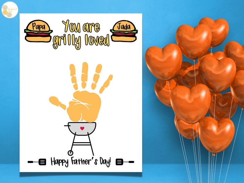Grill Handprint Art Father's Day Crafts, Grill Dad Gift Handprint Craft ...