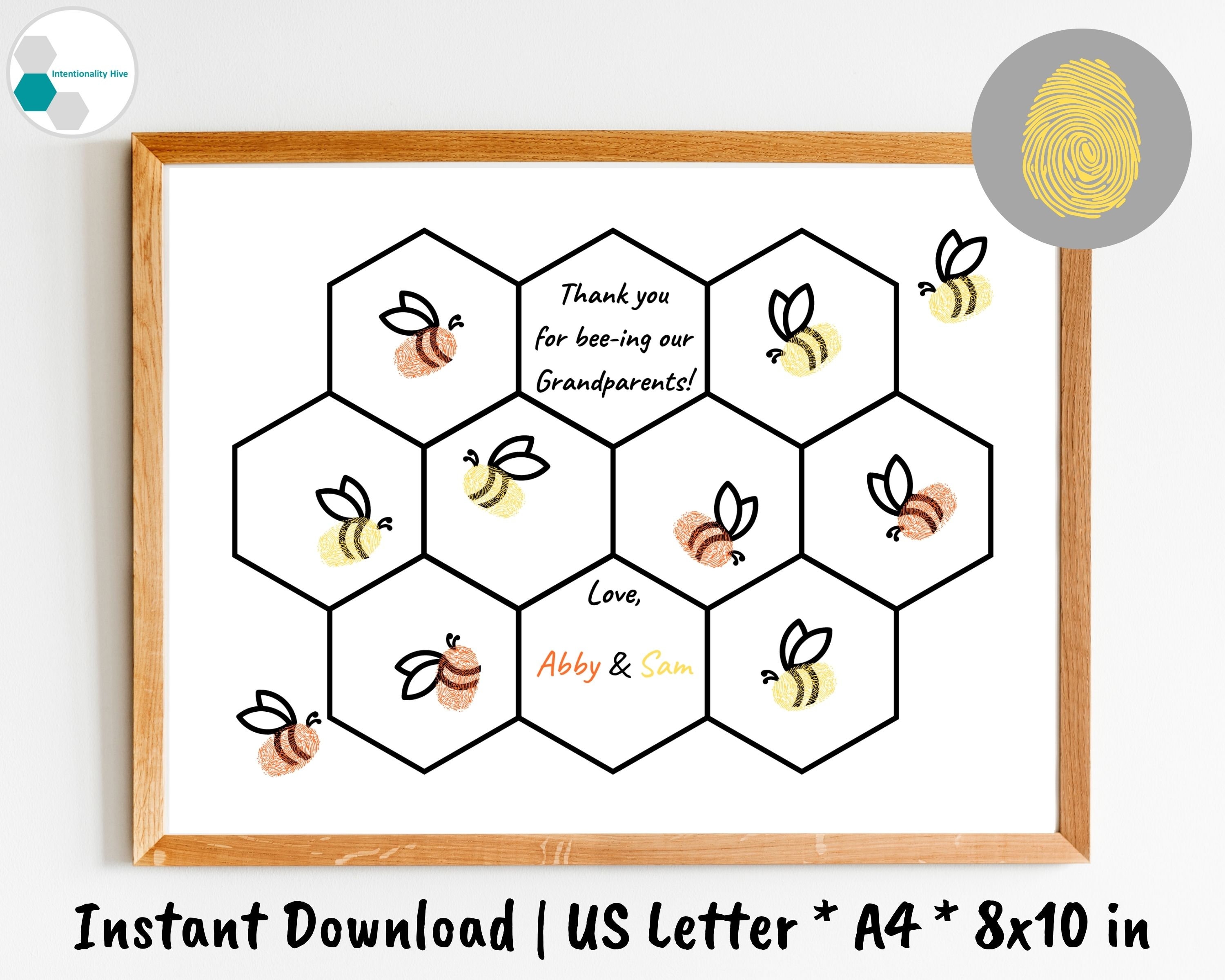 Bee Grandparents Day Craft for Kids / Siblings | Printable Fingerprint ...