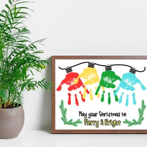 Handprint Christmas Lights Craft for Toddlers Baby Kids, Christmas ...