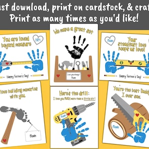 Tool Dad Handprint Footprint Art Craft Bundle, Father's Day Handprint ...