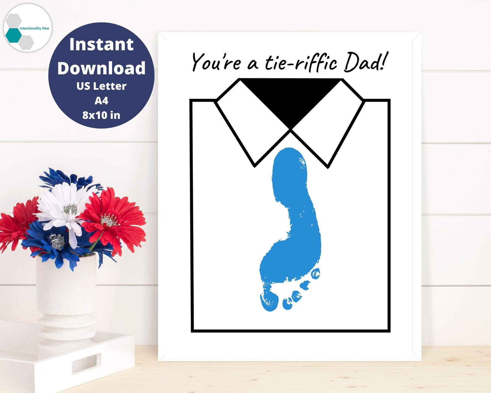 Father's Day Tie Footprint Craft Printable Footprint Art - Etsy