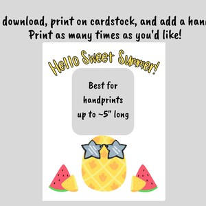 Hello Sweet Summer Handprint Art Craft, Hello Summer Handprint Craft ...