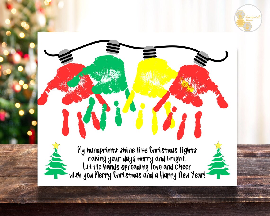 Christmas Lights Handprint Art Poem, Christmas Handprint Poem Gift ...