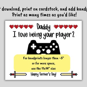 Gamer Dad Gift Father's Day Handprint Art, Father's Day Gamer Gift ...