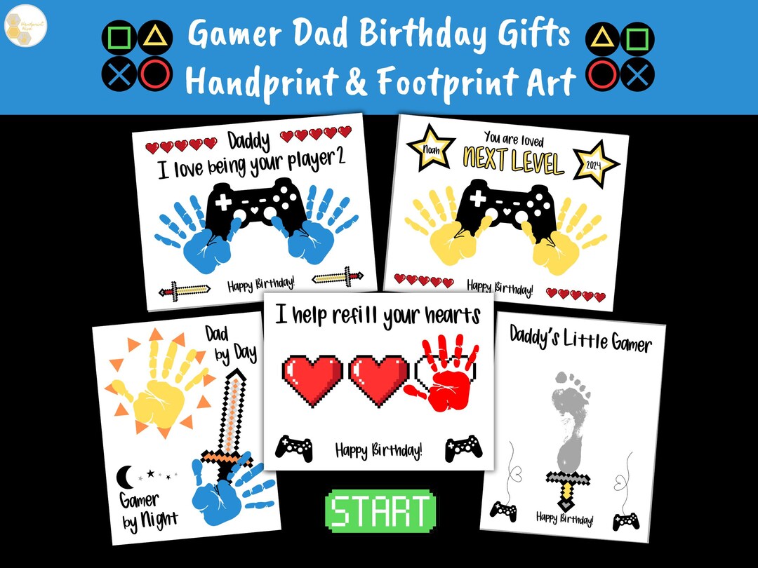 Gamer Dad Birthday Handprint Crafts, Personalized Gamer Dad Birthday ...