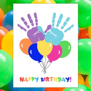 Happy Birthday Handprint Craft, Toddler Birthday Craft Activity, DIY ...