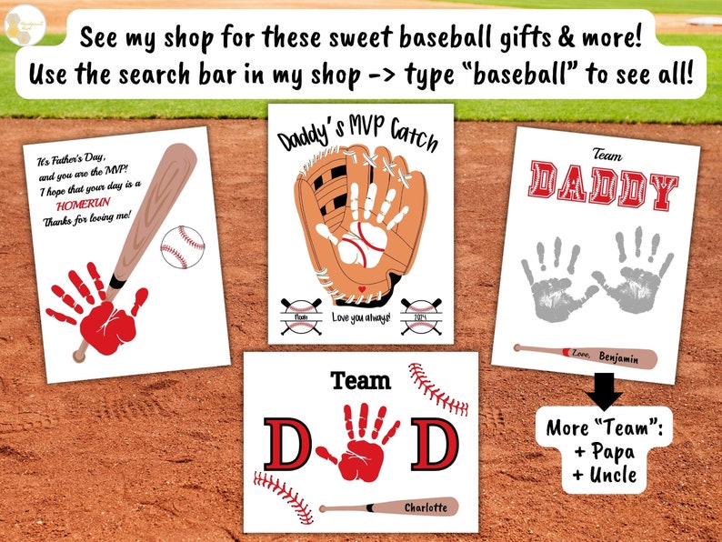 Baseball Dad Father's Day Handprint Gift, Personalized Baseball Gift ...