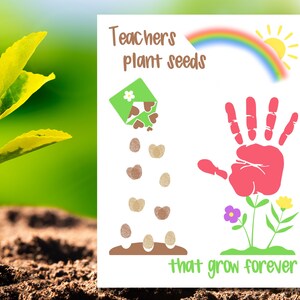 Teacher Fingerprint Handprint Art Gift, Teachers Plant Seeds Handprint ...