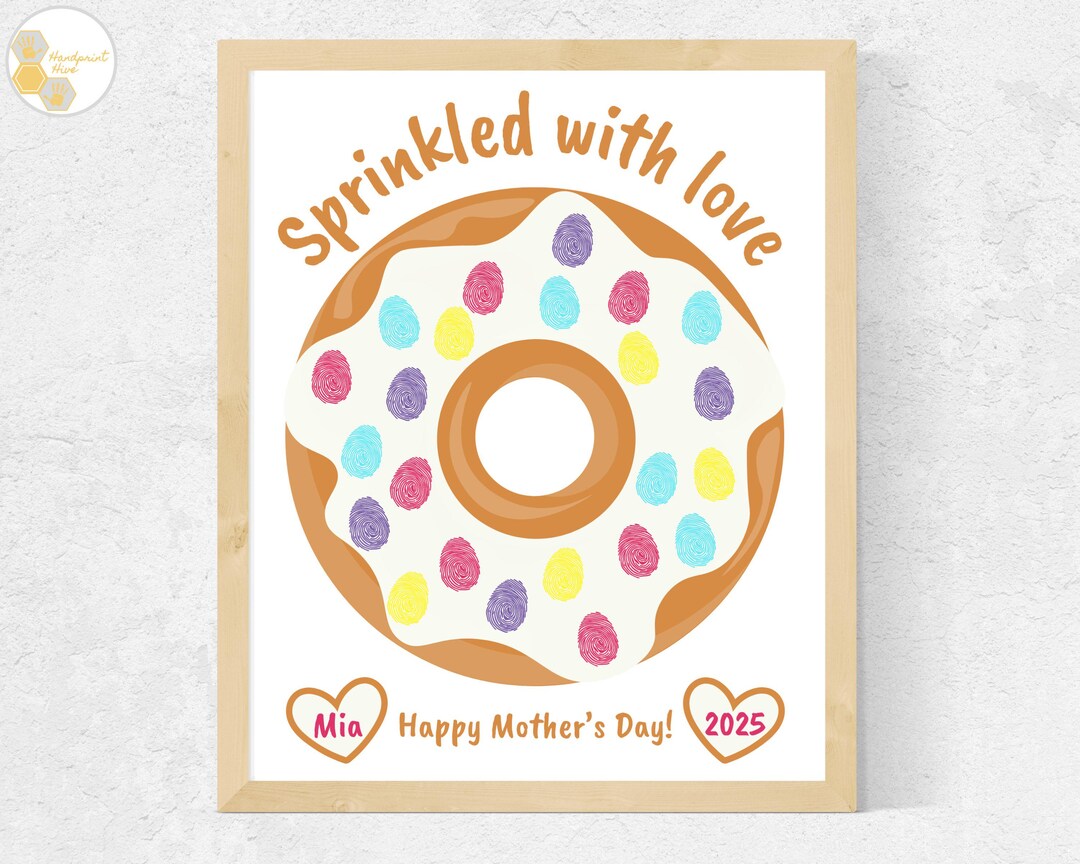 Donut Mother's Day Fingerprint Craft, Mom Fingerprint Art Grandma Gift ...