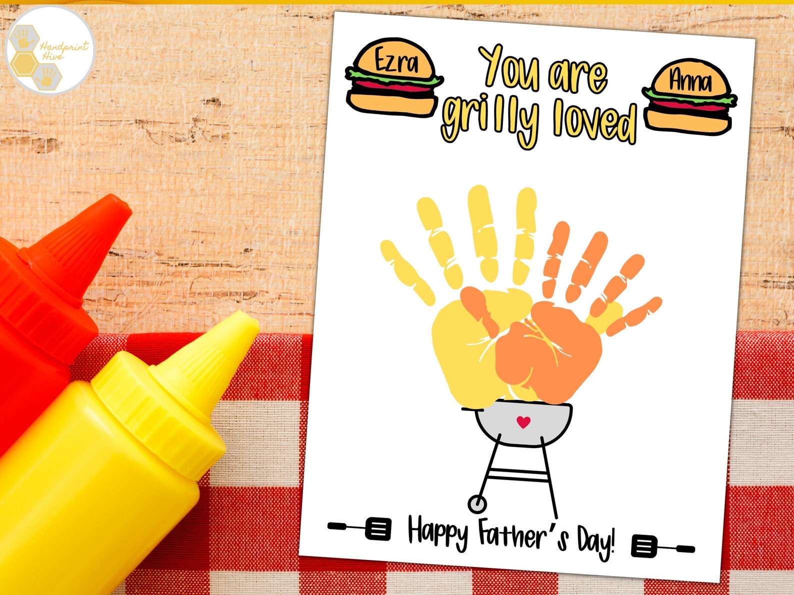 Grill Handprint Art Father's Day Crafts, Grill Dad Gift Handprint Craft ...