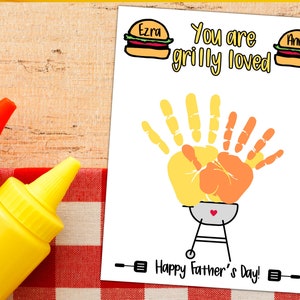 Grill Handprint Art Father's Day Crafts, Grill Dad Gift Handprint Craft ...