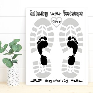 Footsteps Father's Day Footprint Art Gift, Dad Footprint Father's Day ...